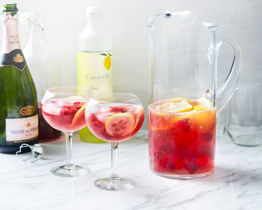 3 INGREDIENT RASPBERRY LEMONADE PROSECCO PUNCH